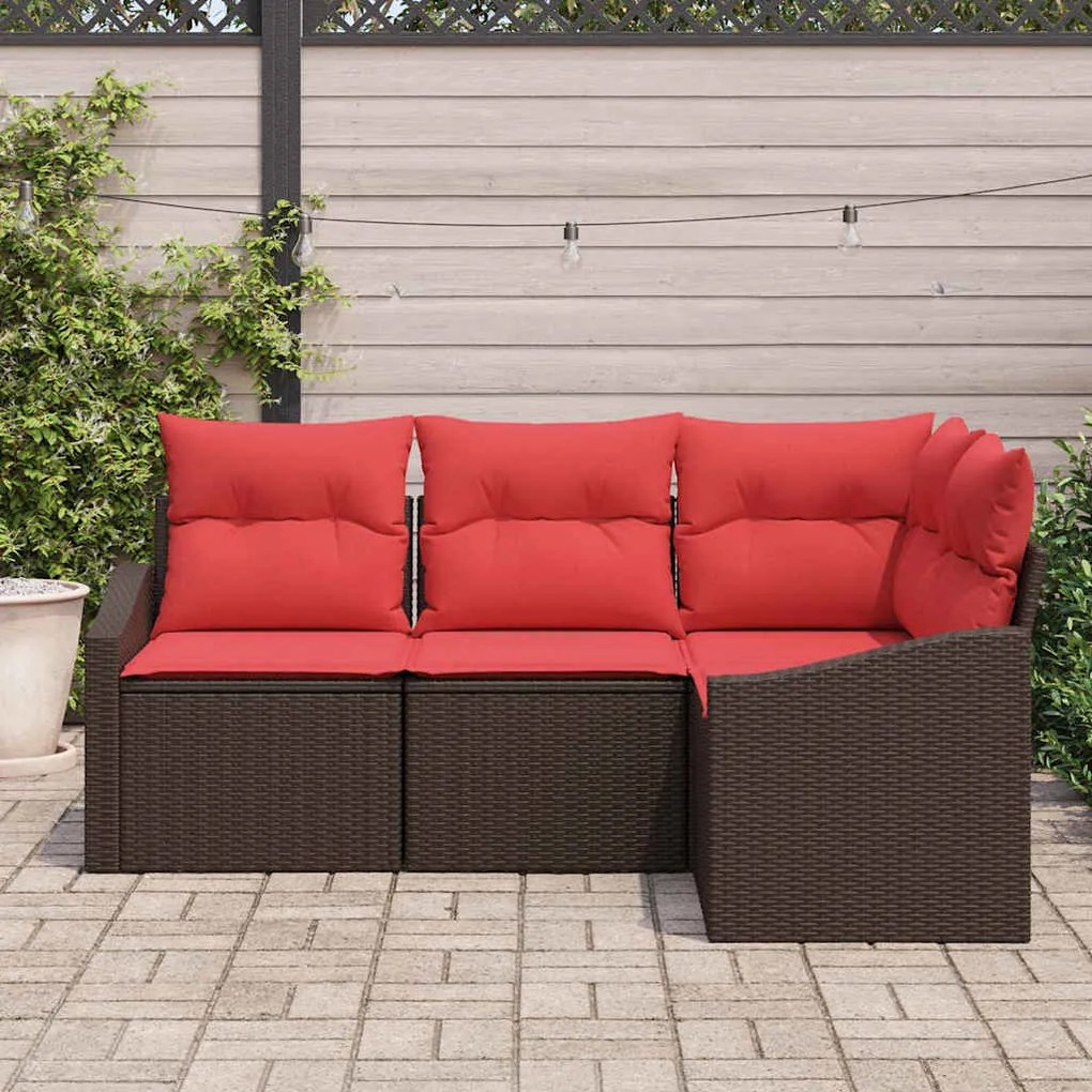 Set pohovek 4 ks Hnědá polyratan 3346704