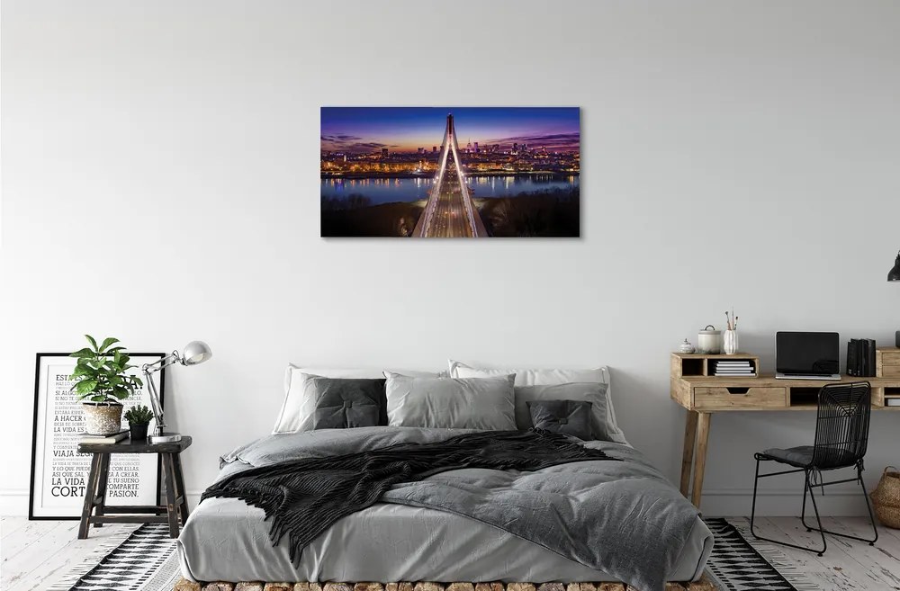 Obrazy na plátně Warsaw panorama říční most 120x60 cm
