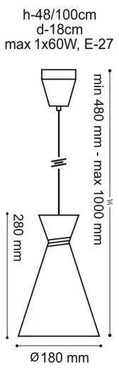 Lustr na lanku TOKYO 1xE27/60W/230V