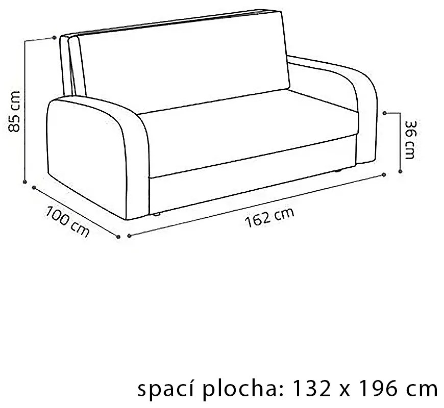 Pohovka VIVA III FRUGO | 162 cm | rozkládací + úložný prostor | otvor na láhev | VÝBĚR TKANIN