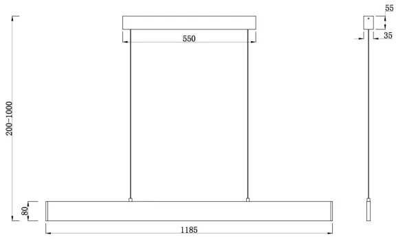 Maytoni P010PL-L30B4K- LED Lustr na lanku STEP LED/30W/230V 4000K 118,5 cm černá