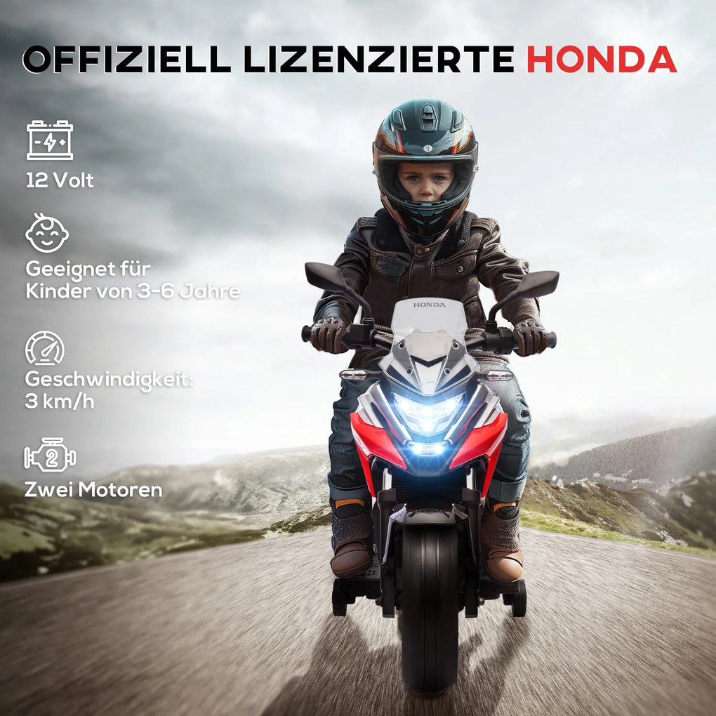 AIYAPLAY 12V dětská motorka s MP3, USB, LED světlometem červená