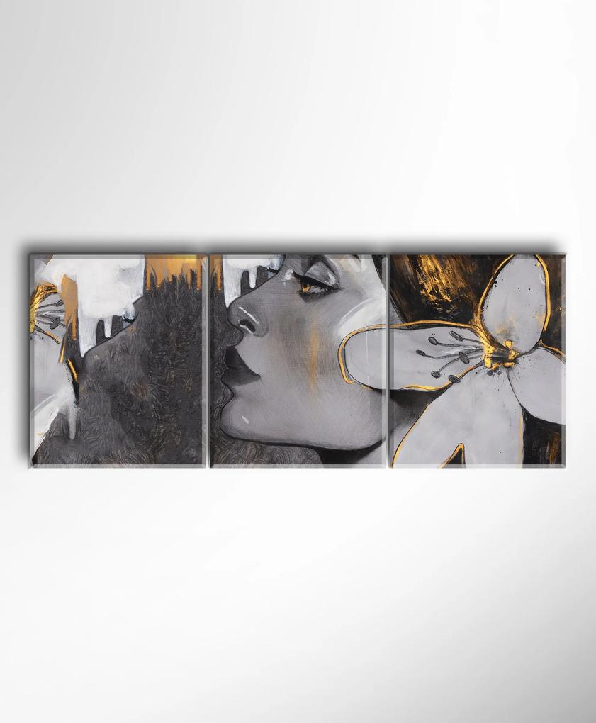 Malvis ® Obraz Malovaný obličej ženy ROZMĚR (šířka x výška): pětidílný obdélník 200x90 cm