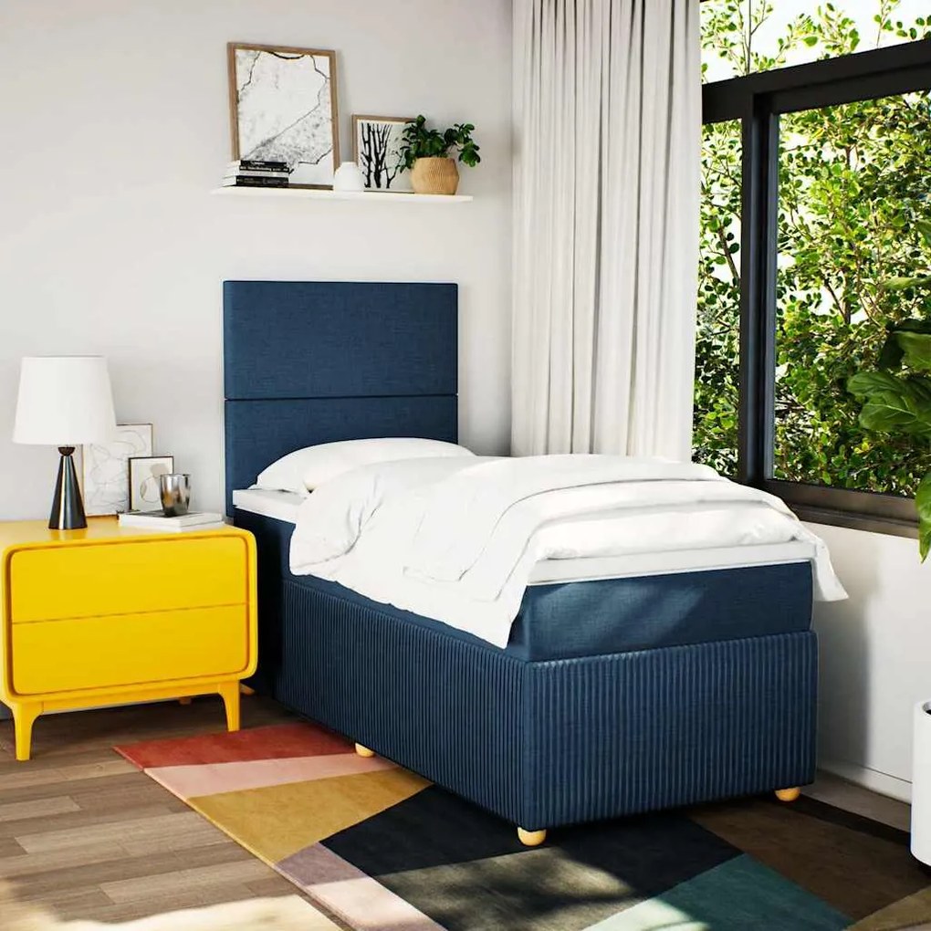 Box spring postel s matrací modrá 90x200 cm textil 3291938