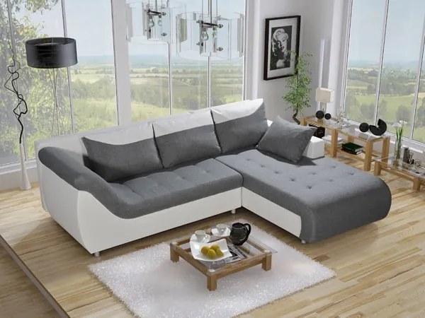 SOB FURNITURE Rohová sedací souprava TONIA - bílá / světle hnědá