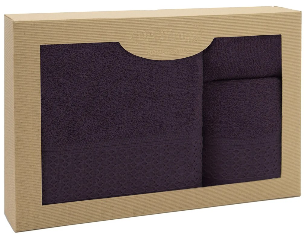 BAVLNĚNÉ RUČNÍKY SOLANO SADA 1 KS 30X50 CM, 1 KS 50X90 CM, 1 KS 70X140 CM TMAVĚFIALOVÁ