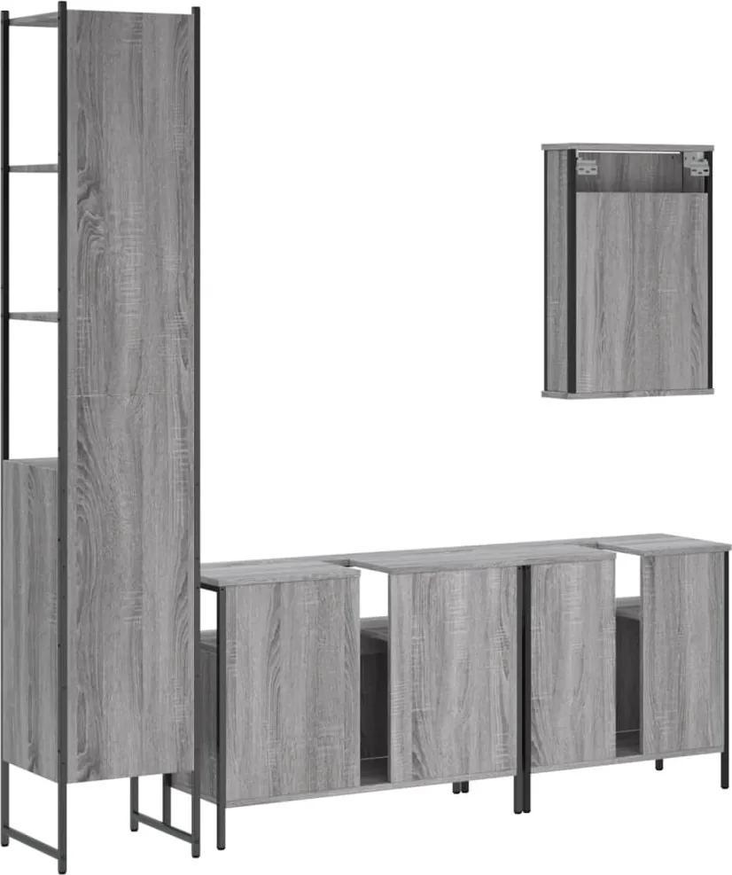 vidaXL 4dílný set koupelnového nábytku kompozitní dřevo [3214808] Barva: Černá