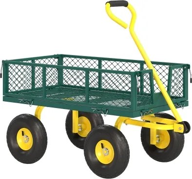 Outsunny zahradní vozík z oceli s nosností 200 kg a odnímatelnými bočními stěnami, 104 x 54 x 51 cm, zeleno-žlutý