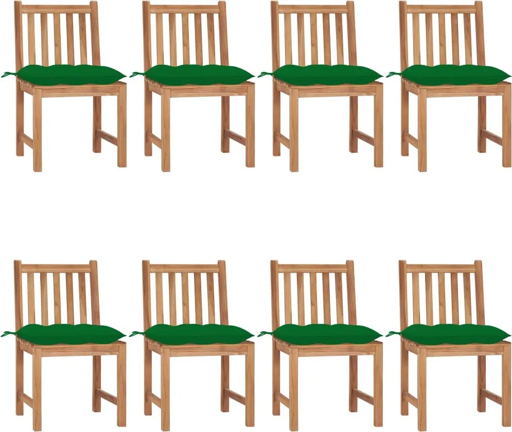 Zahradní židle 8 ks s poduškami masivní teak 3073162