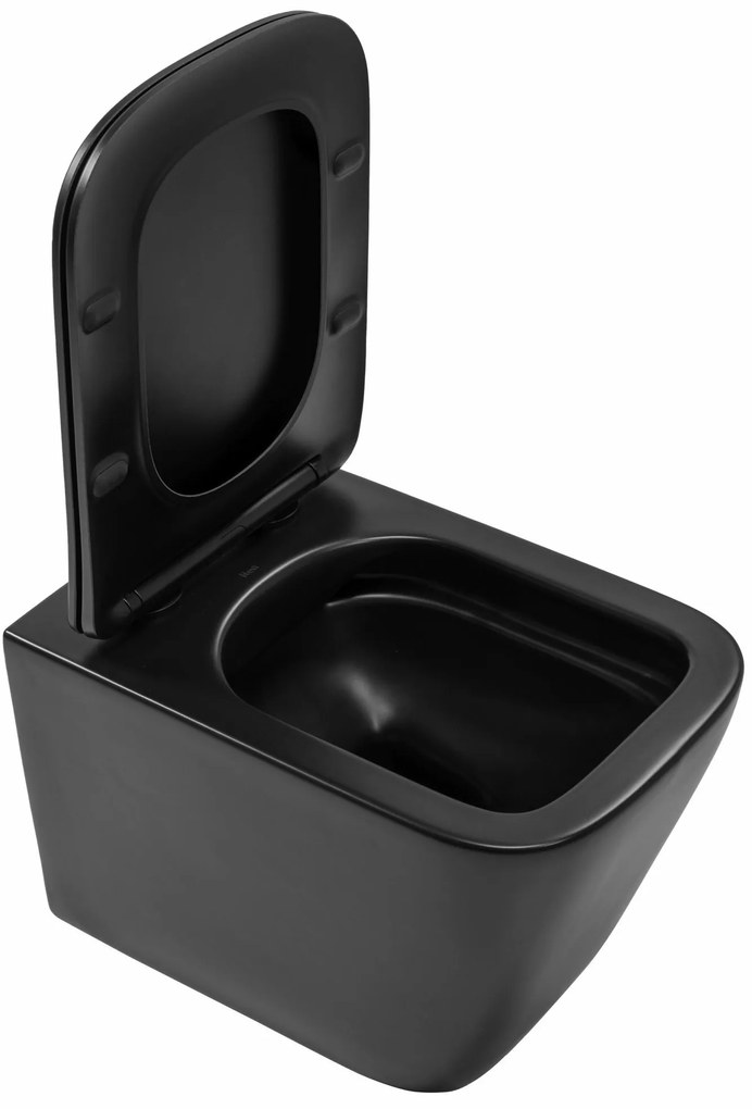 Rea Julio, závěsná WC mísa Rimless 510x345x315 mm, černá matná, REA-C6550