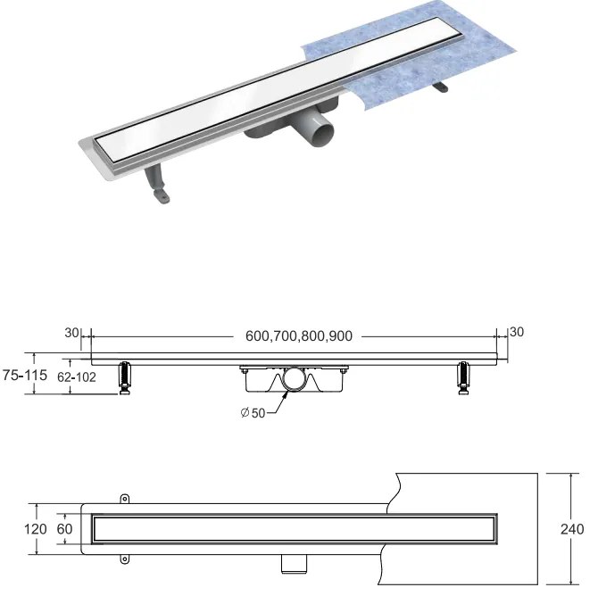 Besco Virgo White odtokový žlab Délka žlabu: 60cm