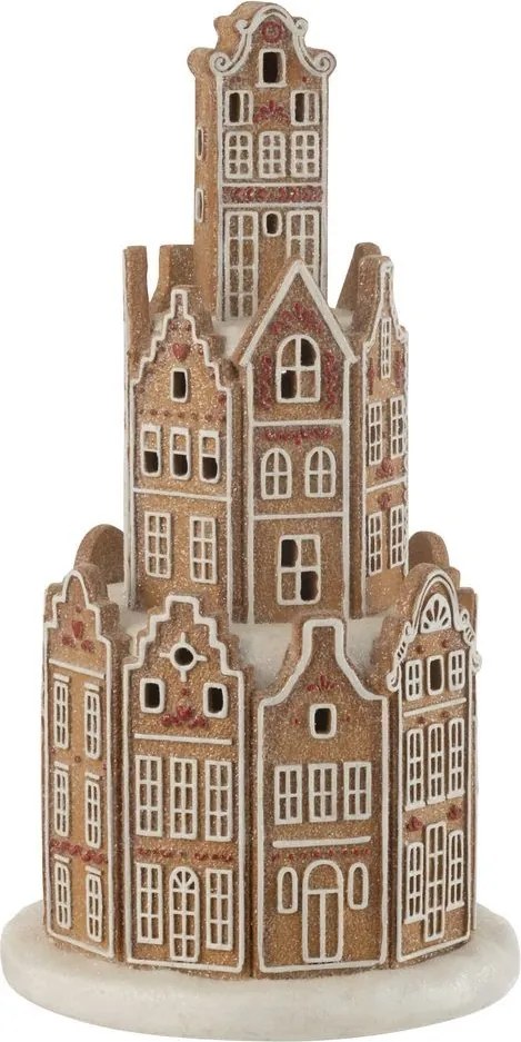 Hnědá svítící perníková věž z chaloupek GingerBread Led - Ø 20*37 cm