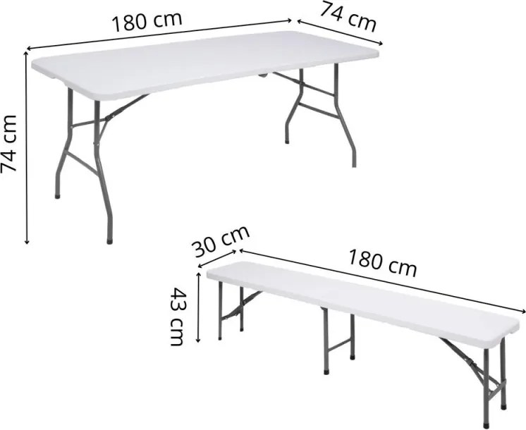 Pivní set pro 8 osob 180x75 cm SPRINGOS GF0099 bílý