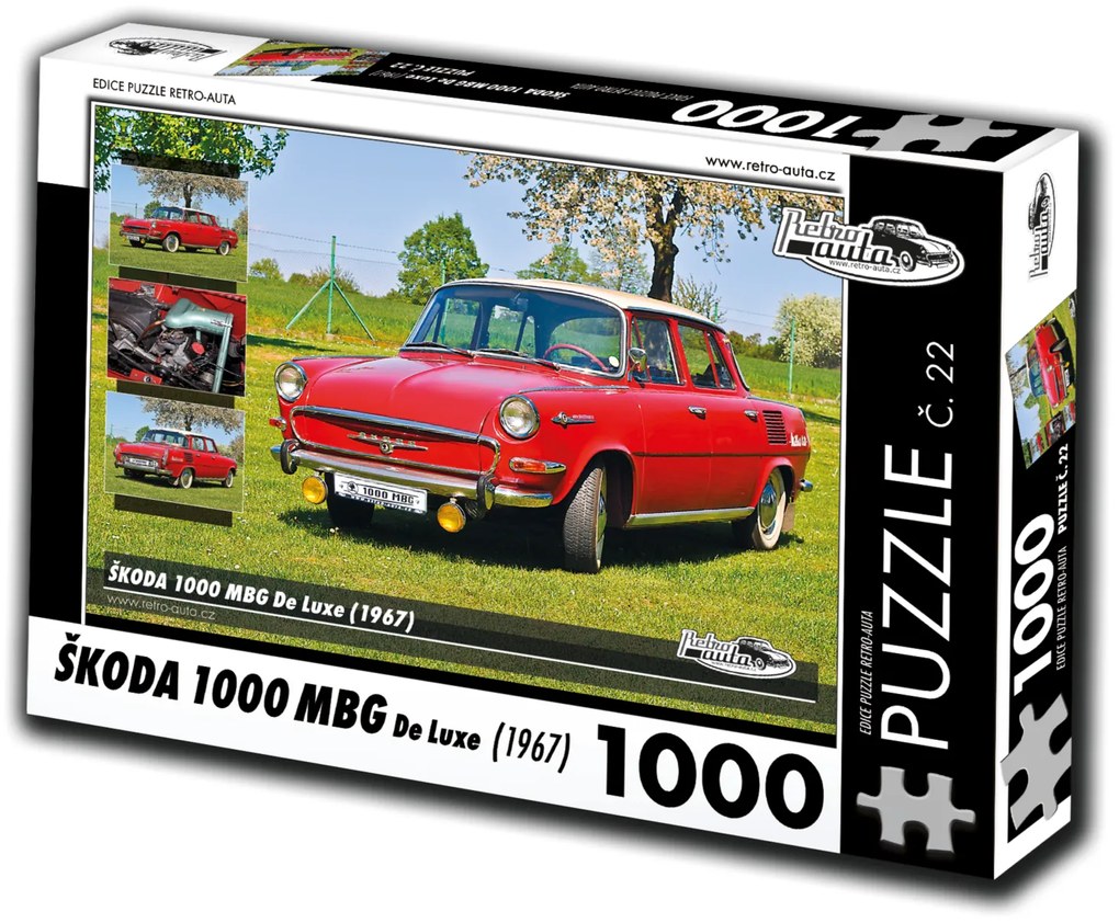 Retro-auta puzzle č. 22 škoda 1000 mbg de luxe (1967) 1000 dílků
