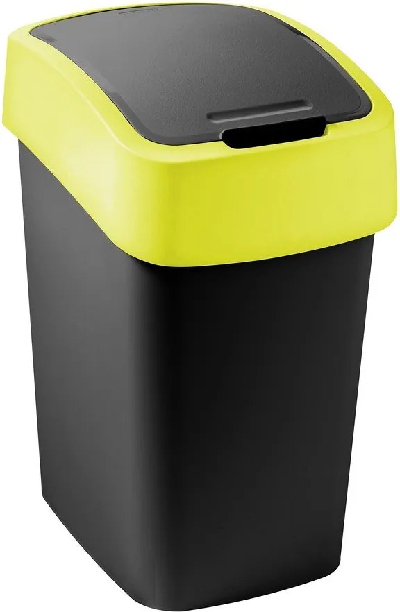 Žlutý/černý plastový odpadkový koš na tříděný odpad 9 l Flip Bin – Curver