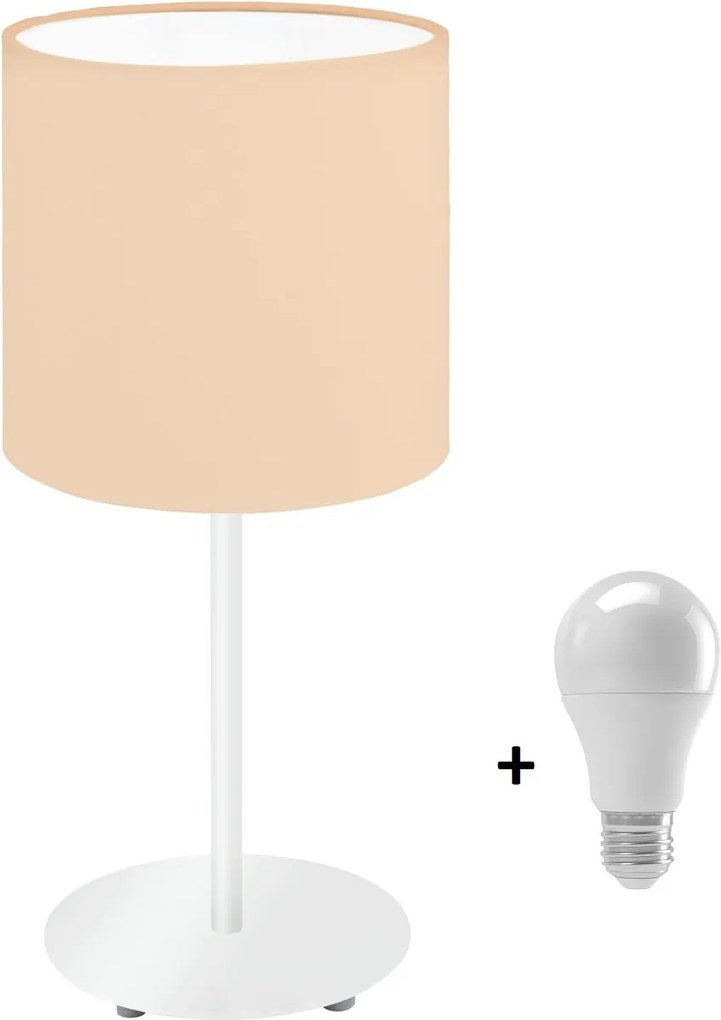 Eglo 97565 PASTERI-P - Stolní lampička s textilním stínidlem v meruňkové barvě, 40cm výška + Dárek LED žárovka