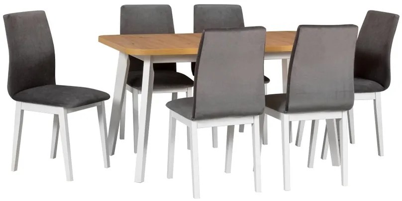 stoly/jidelni-stul-oslo-6 deska stolu ořech, nohy stolu bílá