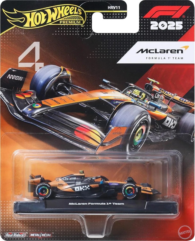 Hot wheels premium formula1 2025 hrv11, mclaren formula 1 team (#4)