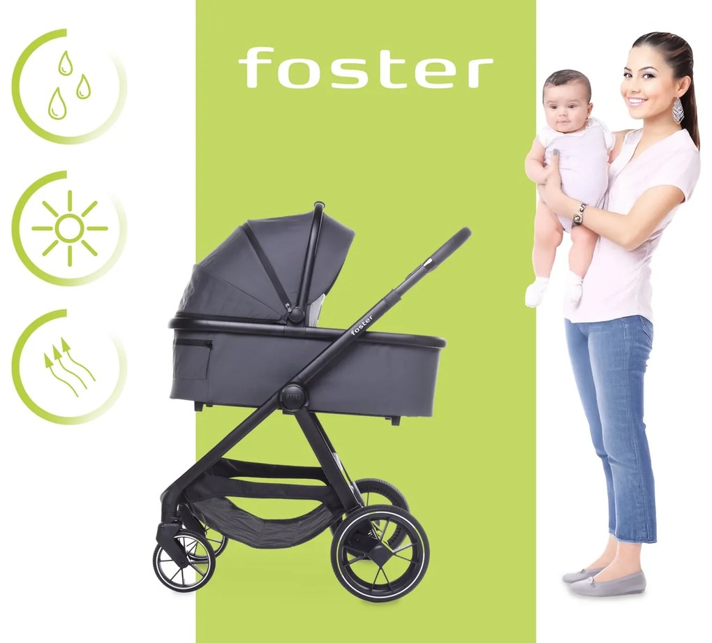 4Baby Kočárek 2v1 FOSTER  grafit