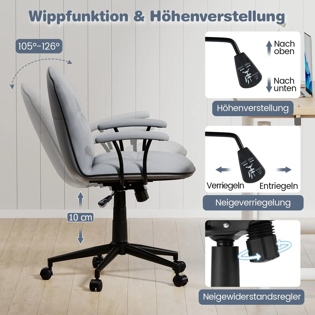 Costway Kancelářská židle ergonomická psací židle z umělé kůže s polstrovanými