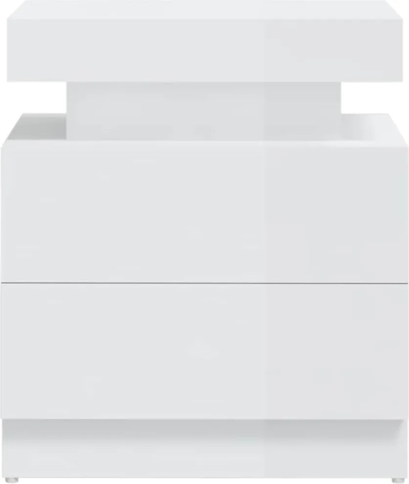 Noční stolek bílý s vysokým leskem 45x35x52 cm kompozitní dřevo 326855