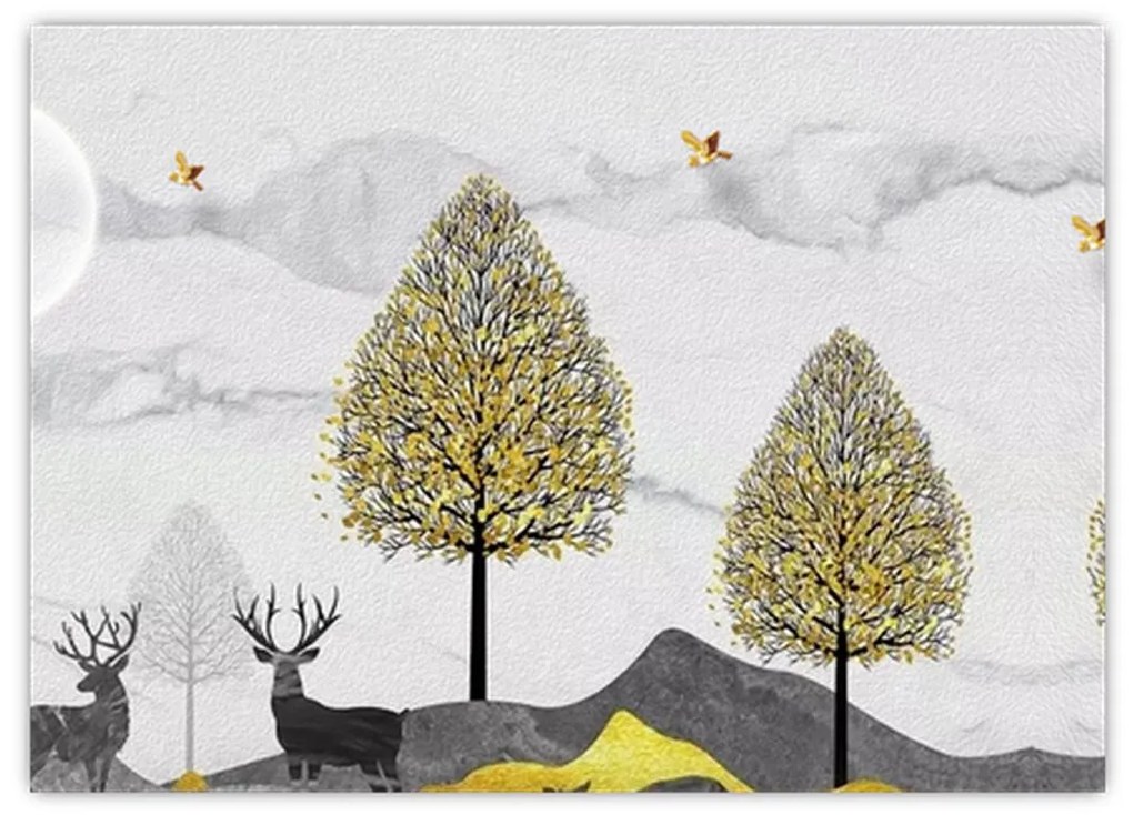 Skleněný obraz malovaných jelenů (70x50 cm)