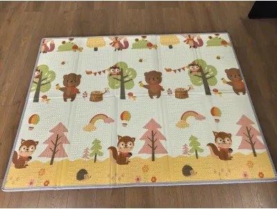 AIYAPLAY Hrací podložka pro děti 200x150x1,5 cm s motivem lesa, skládací, oboustranná z XPE, 0-3 roky, vícebarevná