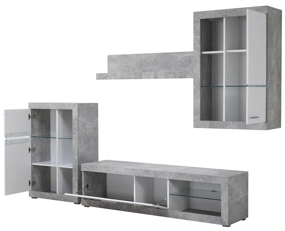 Obývací stěna Jonah - bílá/beton
