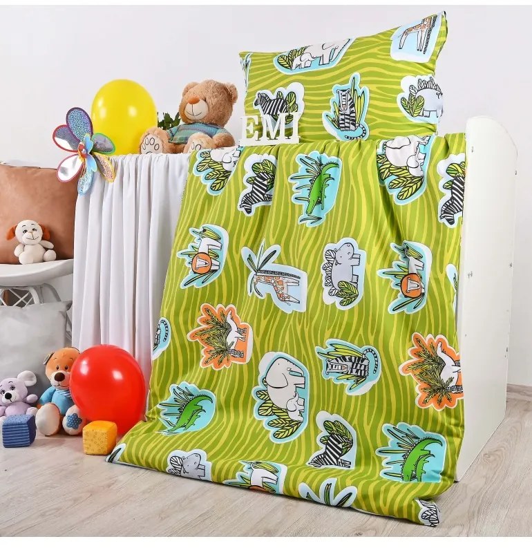 Povlečení dětské Jungle zelené EMI, Dětský set 90x130 + 45x65