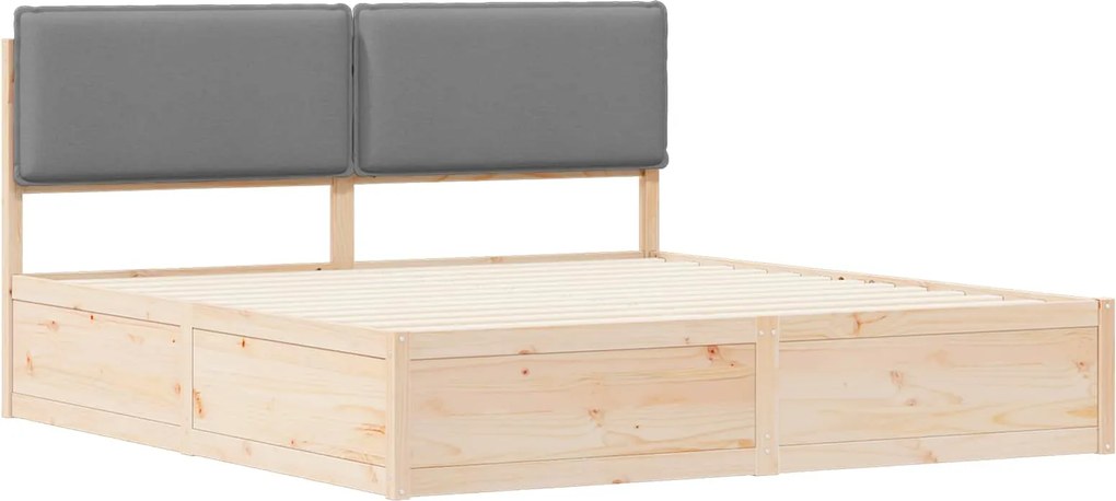 Rám postele s čalouněným čelem s čelo Světle šedá 200 x 200 cm 3398104