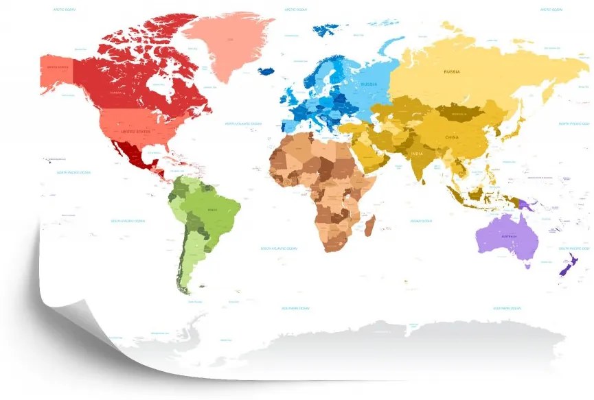 Fototapeta Mapa Světa Omyvatelný vlies 180x120