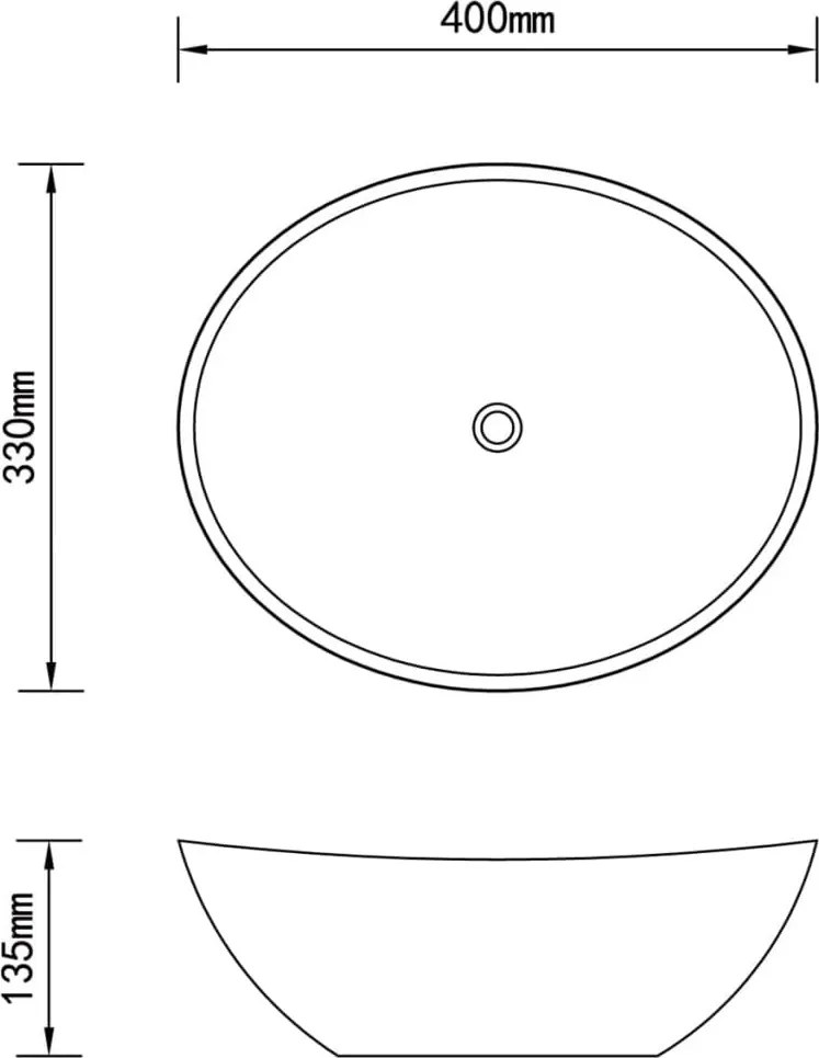 vidaXL Luxusní umyvadlo oválné matné krémové 40 x 33 cm keramické [146924] Barva: matná světle šedá