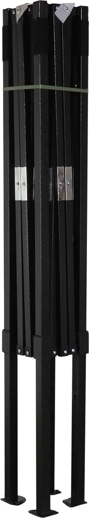 Nůžkový stan 2x2m ocelový, Černá, 4 boční plachty