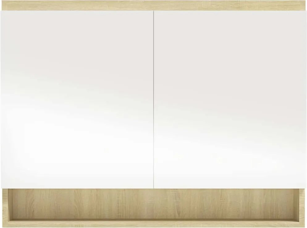 Koupelnová skříňka se zrcadlem 80 x 15 x 60 cm MDF bílá a dub 331537