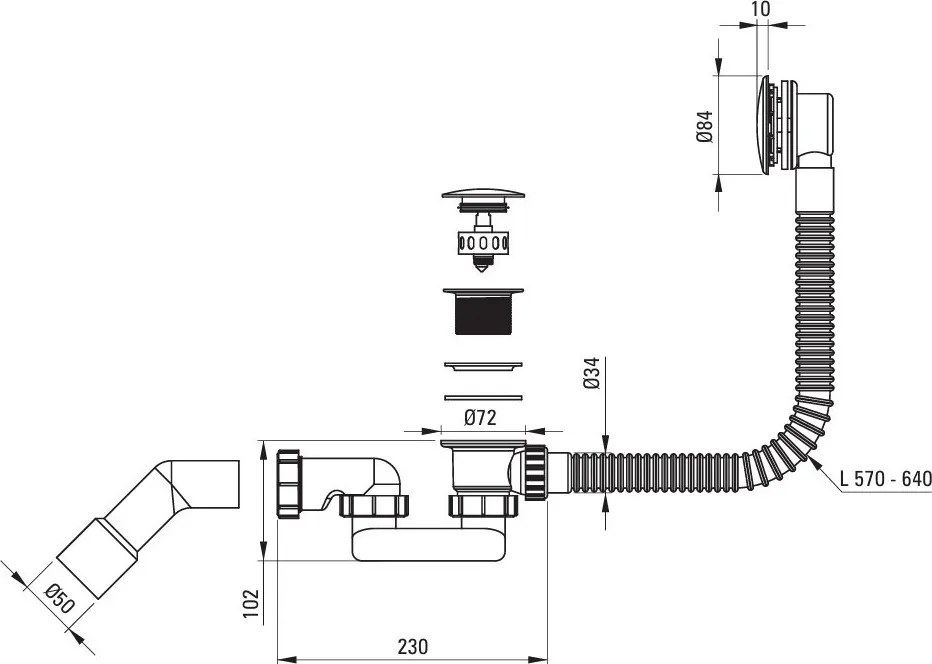 Deante Deante, vanový sifon, automat ClickClack, zlatá matná, DEA-NHC_R57B