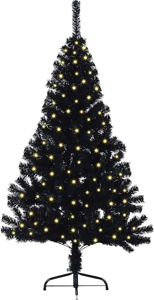 Umělý osvětlený vánoční stromeček Černá 150 cm PVC 3397124