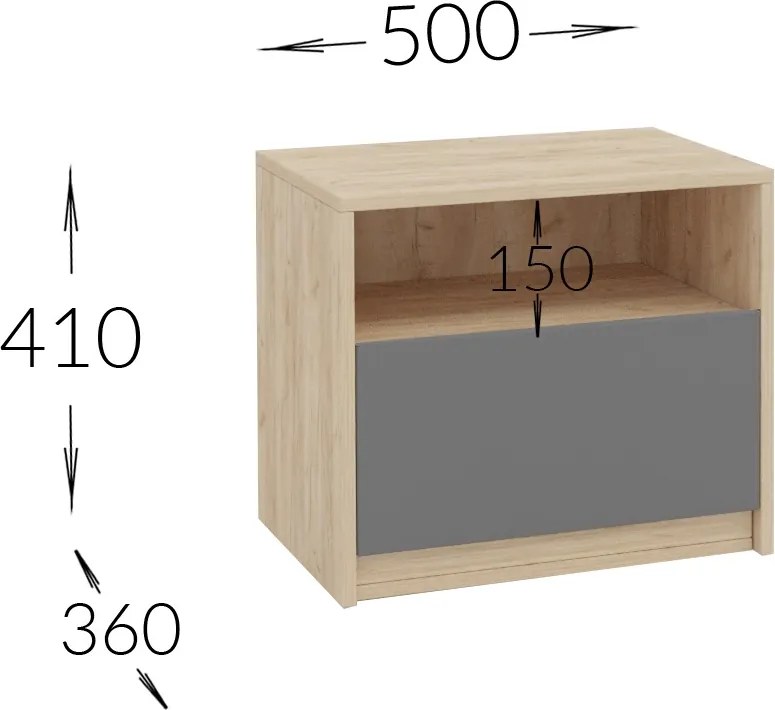 Ložnicová sestava BOXBY, barva dub kraft zlatý/grafit šedý