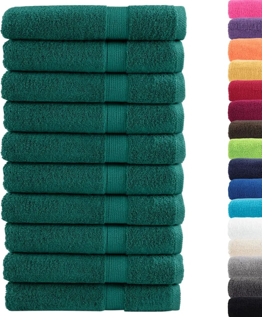 Premium ručníky SOLUND 10 ks zelené 80 x 200 cm 600 g/m² 137340