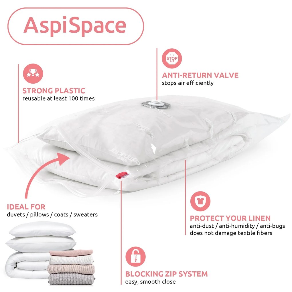 Vakuový úložný pytel Compactor Bag Aspispace L 120 litrů, 80 x 100 cm