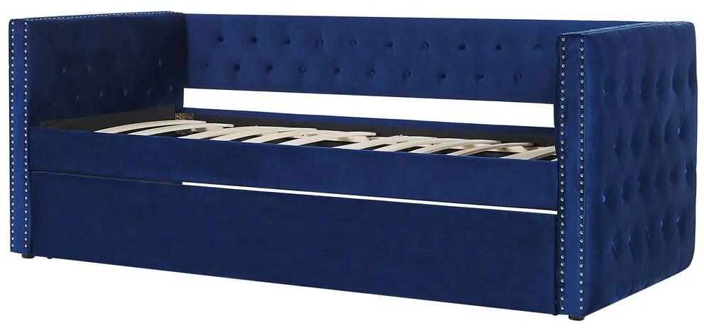 Rozkládací postel 90 cm GENSA (modrá) (s roštem). 1023087