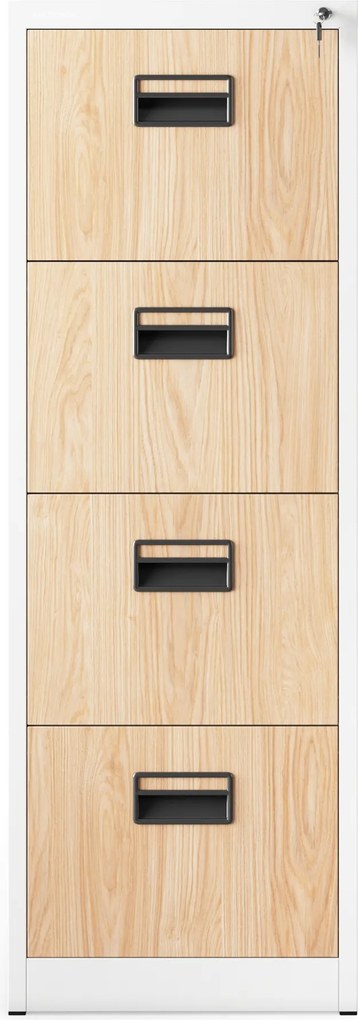 Kovová kartotéková skříň se 4 zásuvkami, bílá/dub sonoma, 460x1320x620 mm: SARA Eco Design