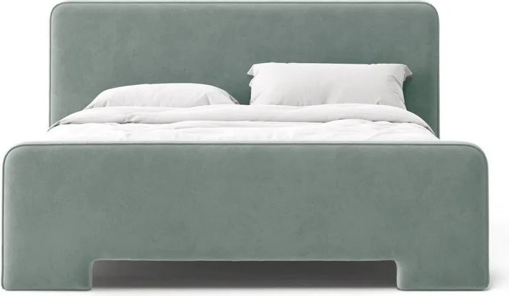 Světle modrá čalouněná dvoulůžková postel s roštem 180x200 cm Eda – Micadoni