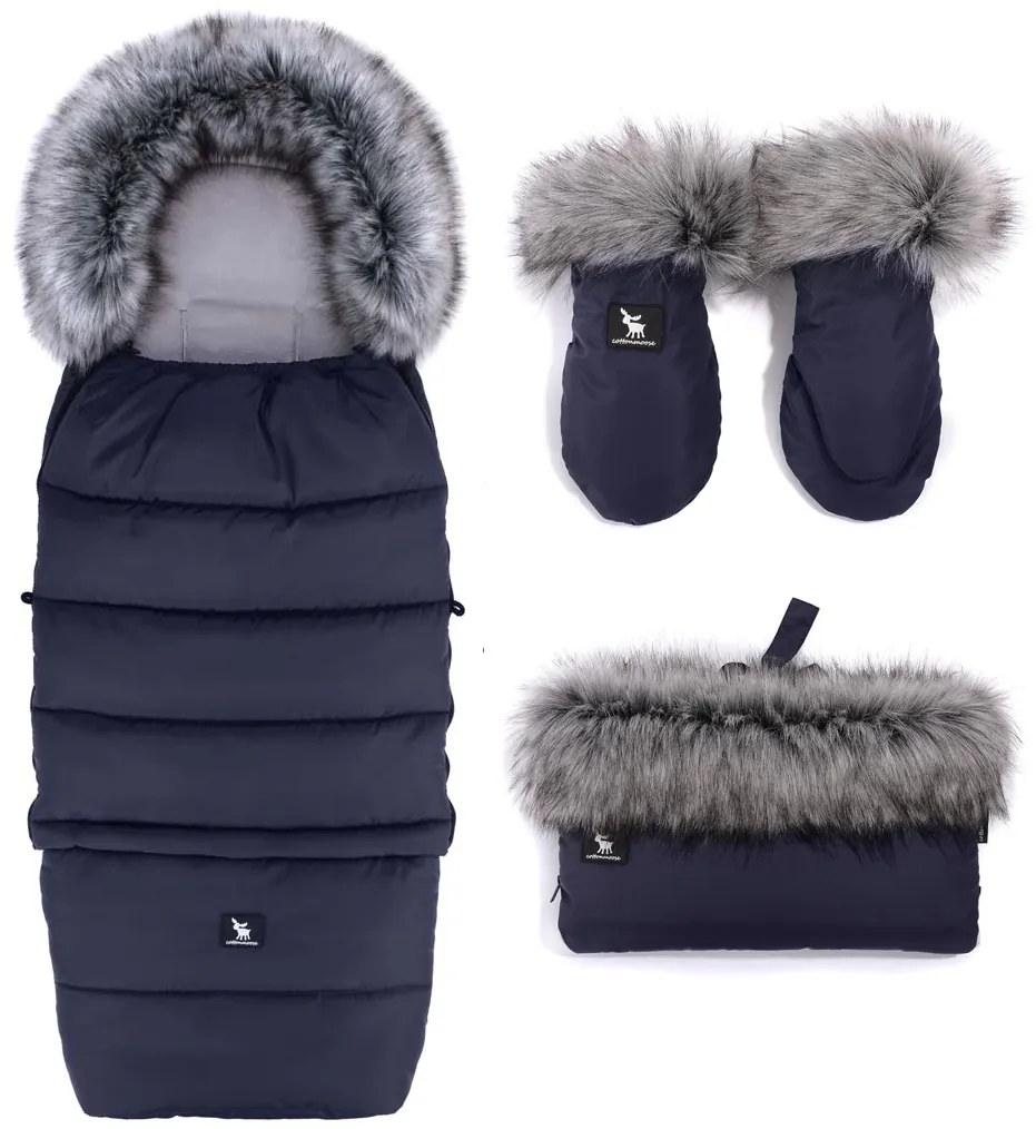 COTTONMOOSE Set zimní fusak, rukavice a rukávník Combi Blue