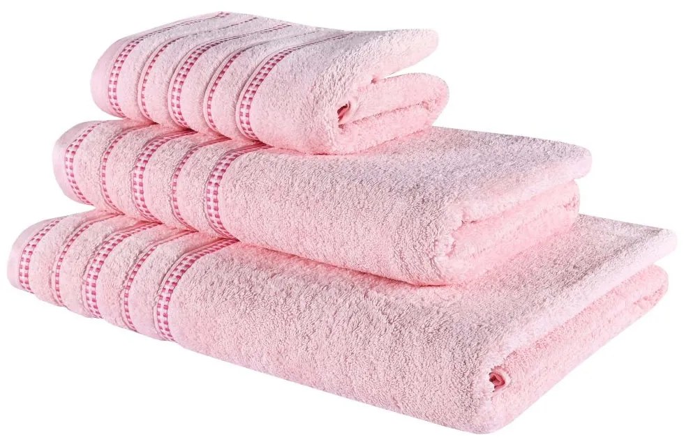 Sada 3 kusů bavlněných osušek a ručníku Elmas růžová EMI