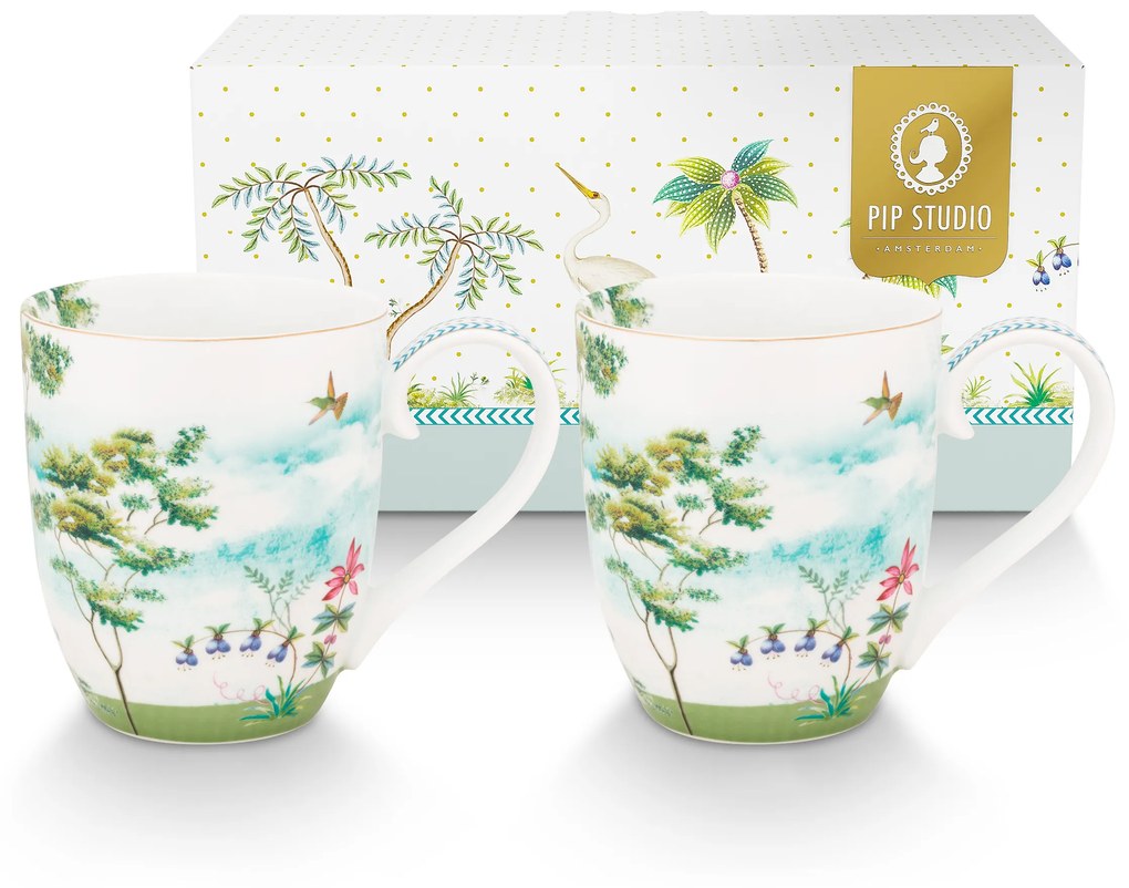Pip Studio Jolie sada 2 ks hrnků XL 440ml, bílý (Sel XL hrnků Jolie)