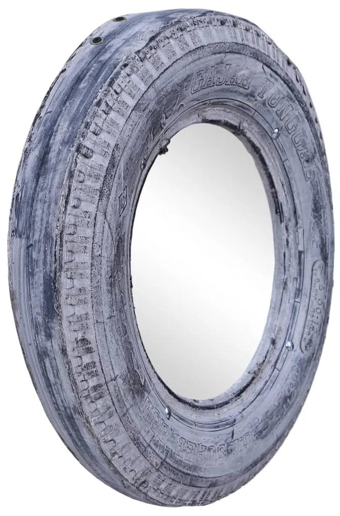 vidaXL Zrcadlo bílé 50 cm masivní recyklovaná pneumatika kaučuk