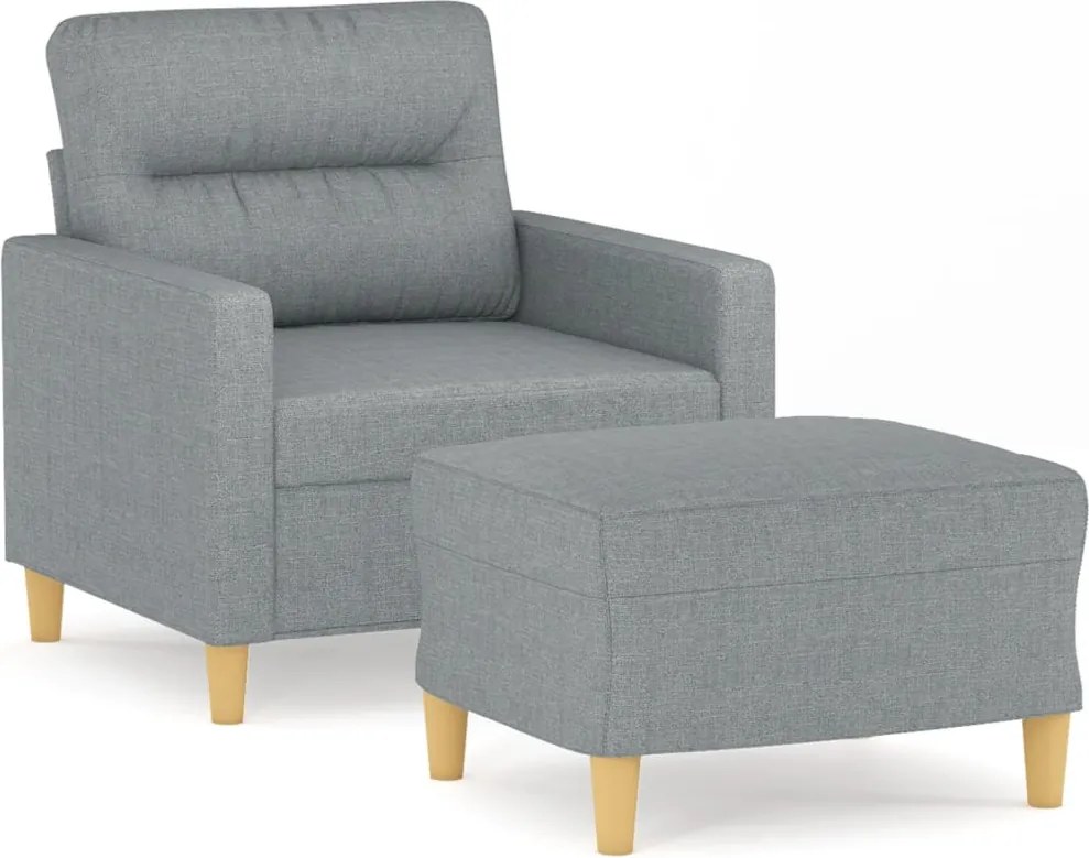 Křeslo s podnožkou světle šedé 60 cm textil 3201065