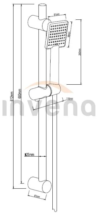 Invena Patras, sprchový sloup s 1-funkční ruční sprchovou hlavicí, INV-AU-31-Z04-G