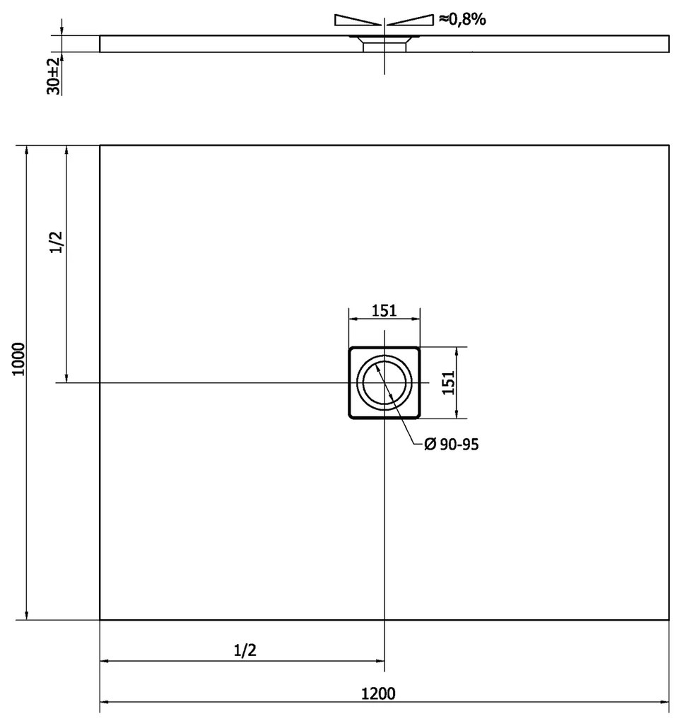 Polysan Flexia sprchová vanička 120 x 100 cm s možností úpravy rozměru litý mramor bílá matná 71563MAT