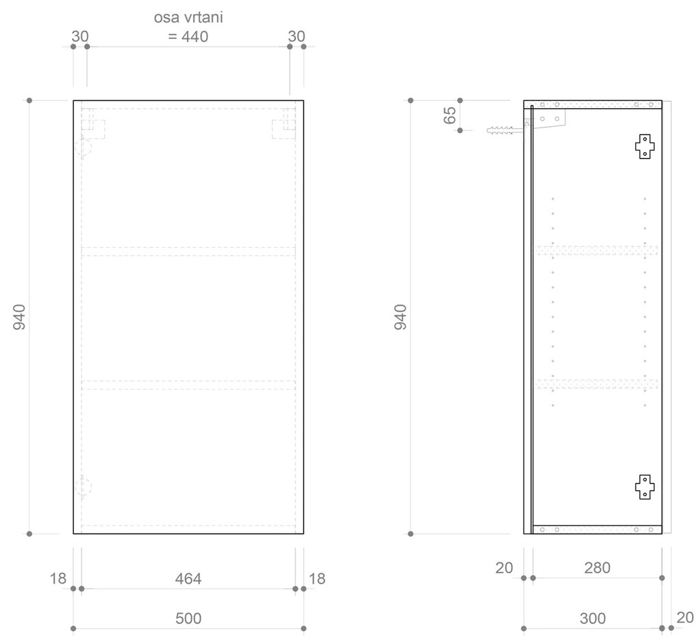 Sapho ESPACE 50 x 94 x 32 cm ESC850-3030 skříňka 1x dvířka levá/pravá bílá lesk